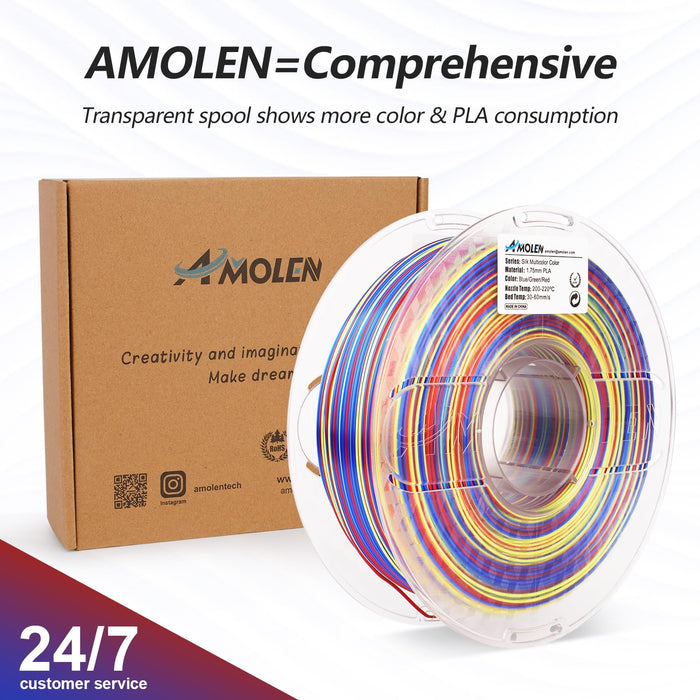 Amolen Silk S-Series PLA | Multicolor Silk | Fast Color Change | 3D ...