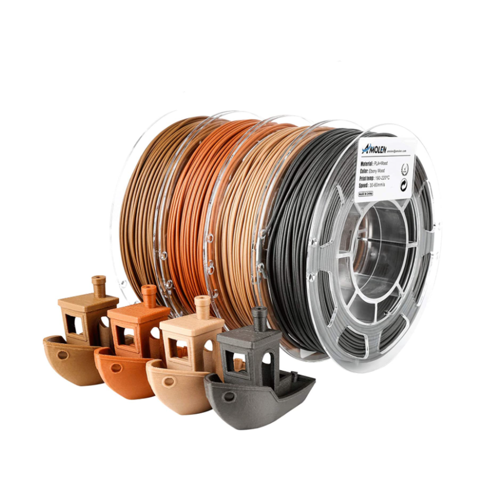 PLA Wood Variety Pack | 4x200g Multi-Color Set