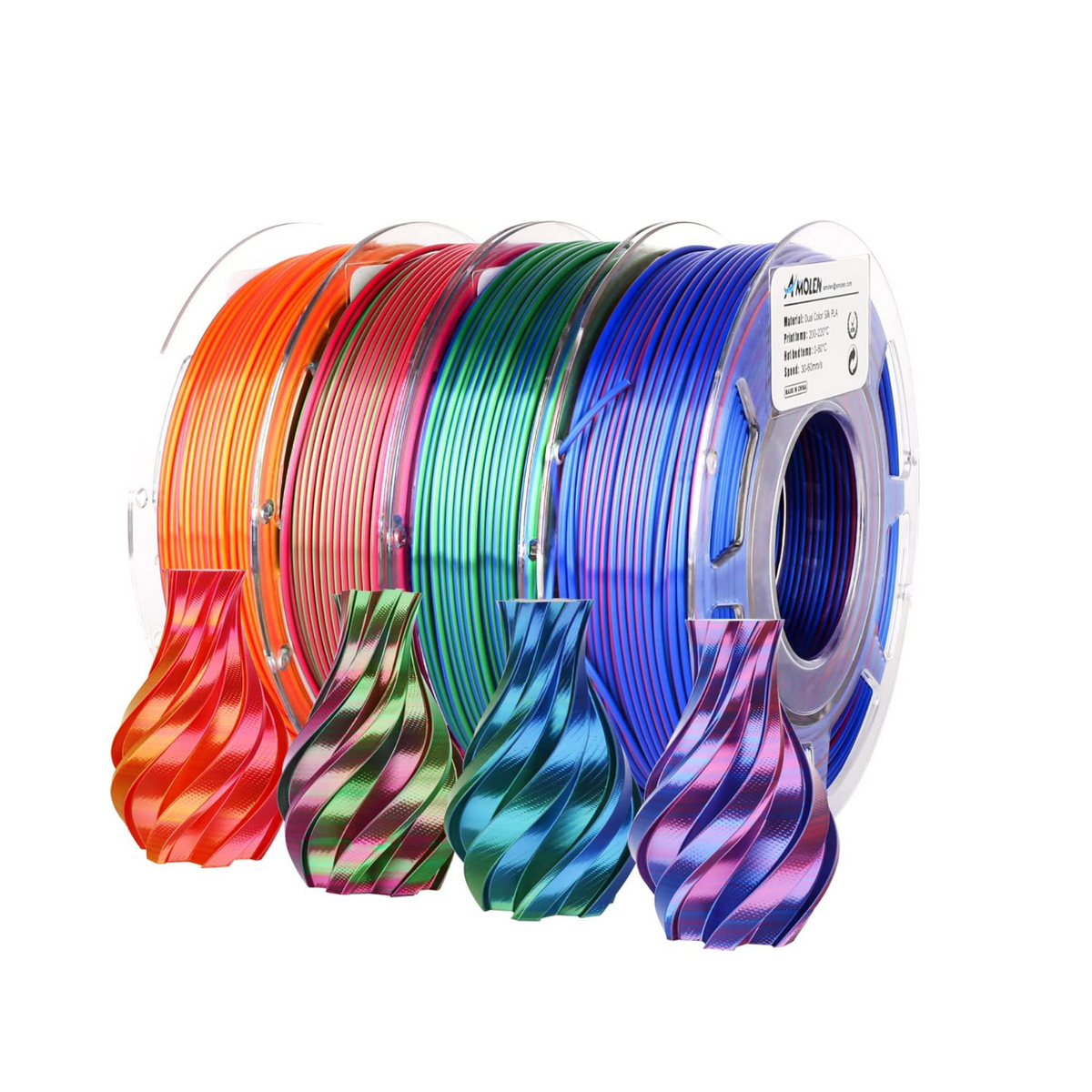 PLA Silk Dual Color Pack | 4x200g 1.75MM Filament